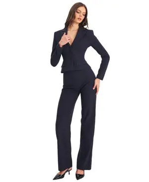 MISS CIRCLE NEW YORK Quinnie Striped Straight Leg Pants