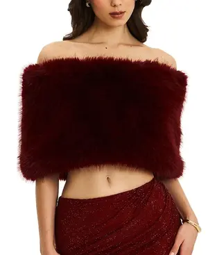 Off the Shoulder Faux Fur Blouse