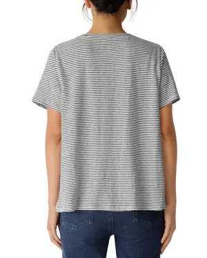 Eileen Fisher Linen Striped Crewneck Tee