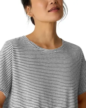 Eileen Fisher Linen Striped Crewneck Tee