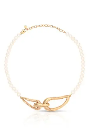 Ettika Molten Muse Freshwater Pearl Necklace - Gold