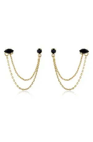 Ettika Double Piercing Chain Earrings