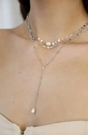 Ettika Y-necklace With Freshwater Pearl And Cubic Zirconia