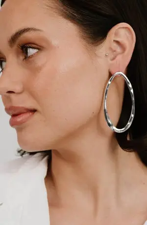 Ettika Large Oval Hammered Hoop Earrings