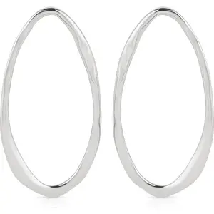 Ettika Large Oval Hammered Hoop Earrings Silver