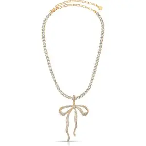 Ettika Pavé Bow Tennis Necklace - Gold