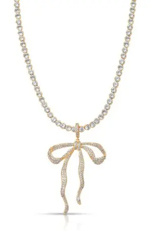 Ettika Pavé Bow Tennis Necklace