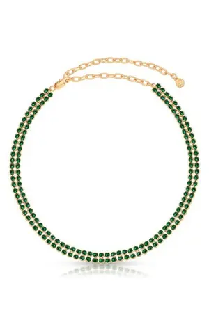 Ettika Crystal Sparkle Choker Necklace - Green