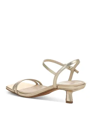 Vince Tilda Kitten Heel Leather Sandals - Champagne