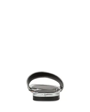 Vince Valeria Leather Slide Sandals - Silver
