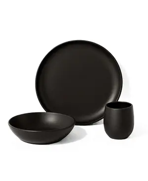 GHARYAN STONEWARE Gourmet Breakfast Dishes, Set Of 12 - Matte Black