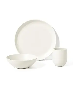 GHARYAN STONEWARE Gourmet Breakfast Dishes, Set Of 12 - Matte White