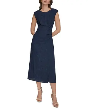 Donna Karan New York Crinkle Woven Midi Dress