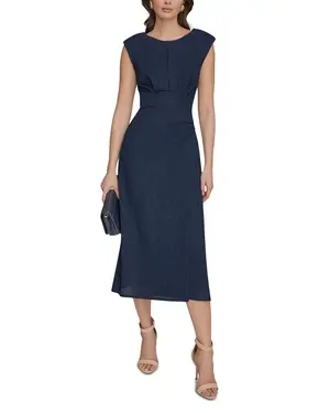Donna Karan New York Crinkle Woven Midi Dress