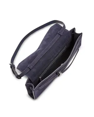 Veronica Beard Dash Suede Clutch - Navy