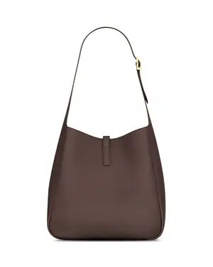 Saint Laurent Le 5 A 7 Supple Small Shoulder Hobo Bag In Grained Leather - Arabica