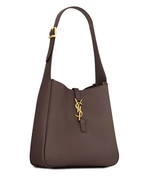 Saint Laurent Le 5 A 7 Supple Small Shoulder Hobo Bag In Grained Leather - Arabica