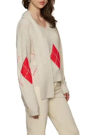 Sanctuary Argyle Scarf Sweater - Beige/tulip Multi