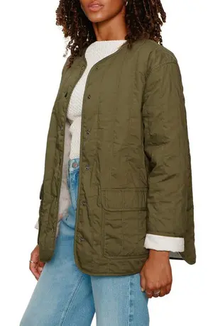 Sanctuary Reversible Cotton Quilted Jacket - Kalamata Green