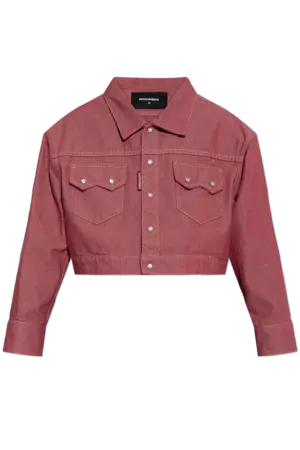 Dsquared2 Oversized Cropped Denim Jacket - Red