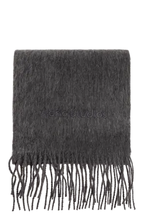 Acne Studios Scarf With Logo Patch - Grey