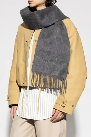Acne Studios Scarf With Logo Patch - Grey
