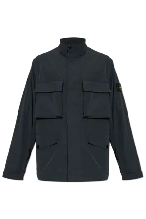Stone Island Lightweight Jacket With Stand-up Collar - Black