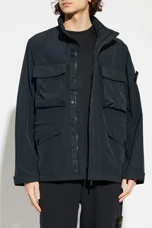Stone Island Lightweight Jacket With Stand-up Collar - Black