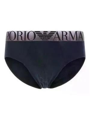 Emporio Armani Logo-print Briefs - Blue