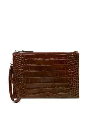 TOM FORD Crocodile-effect Zip Pouch - Brown