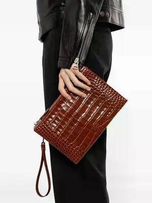 TOM FORD Crocodile-effect Zip Pouch