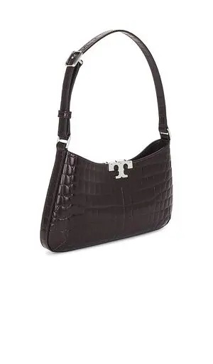 Tory Burch Eleanor Croc Embossed Slim Shoulder Bag - Wine