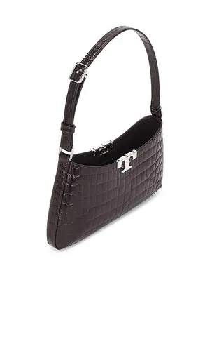 Tory Burch Eleanor Croc Embossed Slim Shoulder Bag - Wine