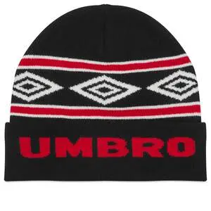 UMBRO Diamond Intarsia Knit Beanie - Black/chili Pepper/white