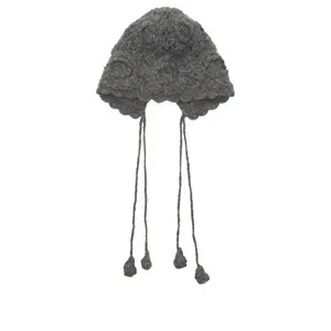 DAMSON MADDER Crochet Bonnet - Charcoal