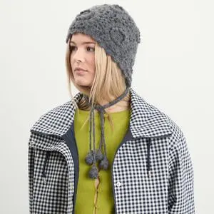 DAMSON MADDER Crochet Bonnet - Charcoal