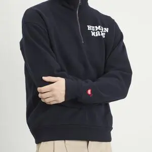 HUMAN MADE Half-zip Fleece Sweatshirt - Navy