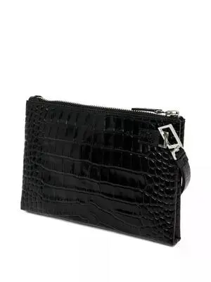 TOM FORD Crocodile-effect Zip Clutch - Black