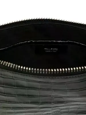 TOM FORD Crocodile-effect Zip Clutch - Black