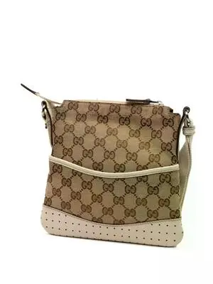 Gucci Gg Canvas Perforated Crossbody Bag - Brown