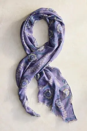 ELIZABETH GILLETT Lavender Motif Scarf - Purple