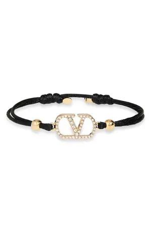 Valentino Garavani Valentino Garavani VLOGO Crystal Cord Bracelet Black Multi