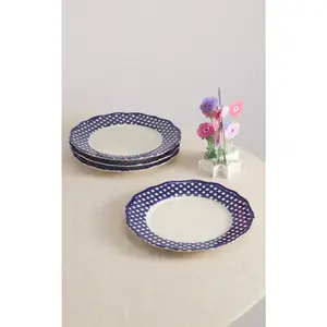 MAISON MADISON HOME Beatrix 10.5 Dinner Plate Set Of 4 - Blue/cream