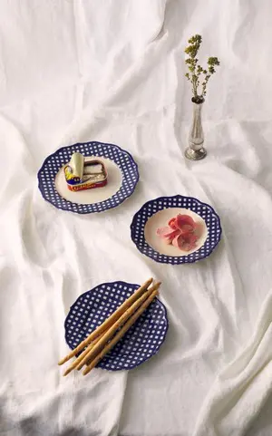 MAISON MADISON HOME Beatrix 12 Piece Set With Pasta Bowl - Cream/blue