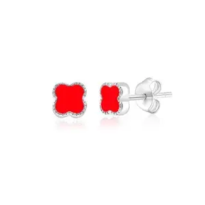 DONATELLO GIAN Name' Sterling Silver Turquoise Clover Stud Earrings - Red