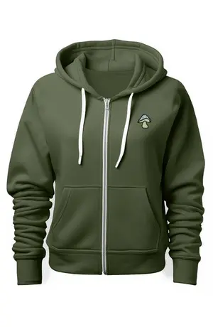 DALIX Mushroom Zip Hoodie - Military Green