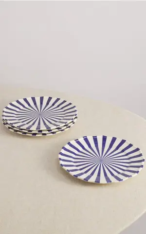 MAISON MADISON HOME Mafalda 10.5 Dinner Plate Set Of 4 - Blue/cream