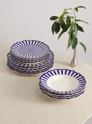 MAISON MADISON HOME Riviera 12 Piece Set With Pasta Bowl - Blue/geometric