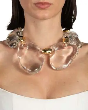 Alexis Bittar Liquid Lucite Pebble Necklace - Gold