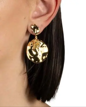 Alexis Bittar Brut Coin Front Back Earrings - Gold